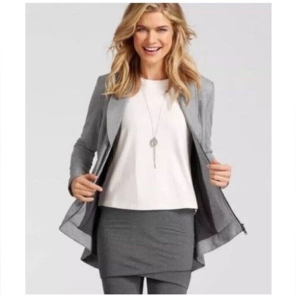 CAbi | Jackets & Coats | Cabi Drop Off Knit Jacket Size L Graywhite ...